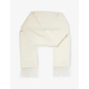 Johnstons Of Elgin Knitted-texture Fringed-trim Cashmere Scarf - White