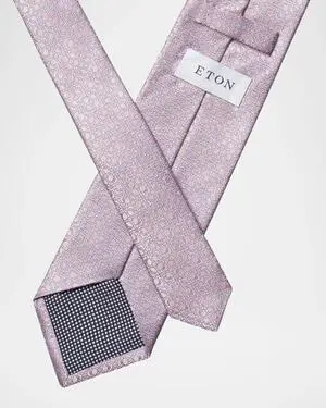 Eton Floral Standard Neck Tie - Med Pnk