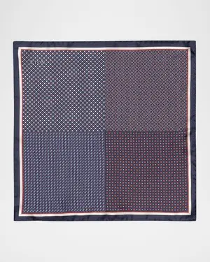 Eton Four-sided Silk Pocket Square Dk Blue