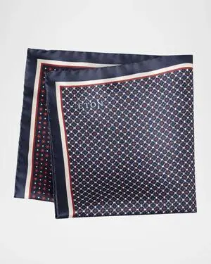 Eton Men & Apos;s Four-sided Silk Pocket Square Dk Blue