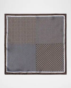 Eton Four-sided Silk Pocket Square Med Brown