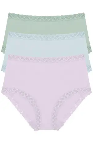 Natori Bliss Cotton Full Brief 3-pack Lavender Haze/msty Blue/meadow