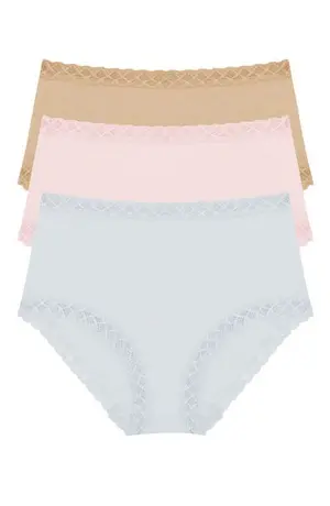 Natori Bliss Cotton Full Brief 3-pack - Quarry/pink Sky/cafe