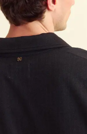 Billy Reid Long Sleeve Textured Stripe Polo