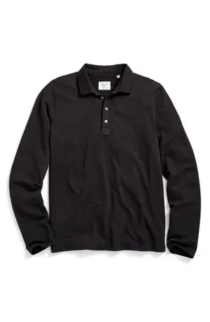 Billy Reid Long Sleeve Textured Stripe Polo