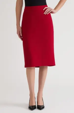 KASPER Below Knee Length Skirt - Fire Red