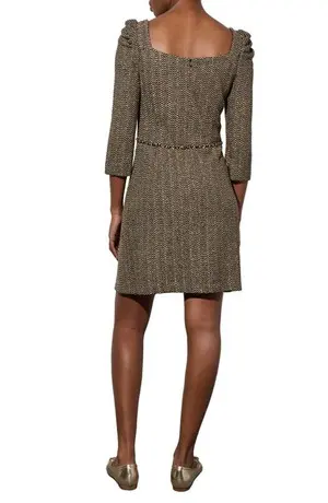 Ming Wang Metallic Tweed Sheath Dress