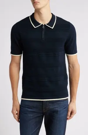 SCHOTT Tipped Quarter Zip Polo