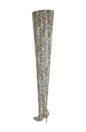 AZALEA WANG Nemy Snakeskin Embossed Thigh High Boots