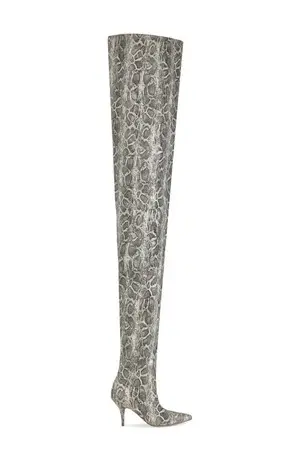 AZALEA WANG Nemy Snakeskin Embossed Thigh High Boots