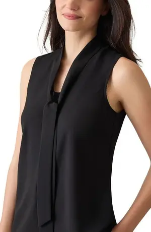 KASPER Sleeveless Tie-neck Top - Black