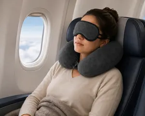 PURSONIC 2 Memory Foam Travel Pillows With Sleep Masks