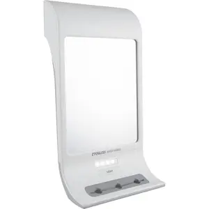 ZADRO Fogless Lighted Shower Mirror With Suction Cup Mounting & Squeegee - White
