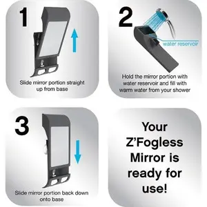 ZADRO Fogless Shower Mirror With Razor Holder & Squeegee - Gray