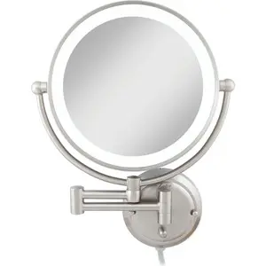 ZADRO Glamour Lighted Wall Mounted Makeup Mirror With 5x Magnification - Satin Nickel