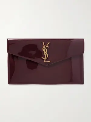 Saint Laurent Uptown Patent-leather Pouch - Burgundy