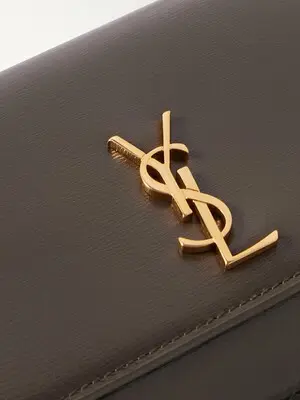 Saint Laurent Cassandre Strap Leather Phone Case - Green