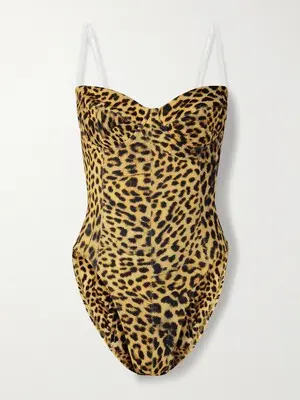 Norma Kamali Mio Leopard-print Strapless Swimsuit - Animal Print