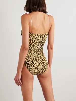 Norma Kamali Mio Strapless Leopard-print Swimsuit