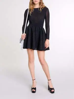 Maje Rhinestone Mini Dress - Black