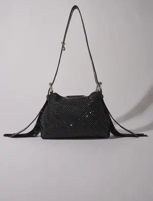 Maje Miss M Mini Rhinestone Bag - Black