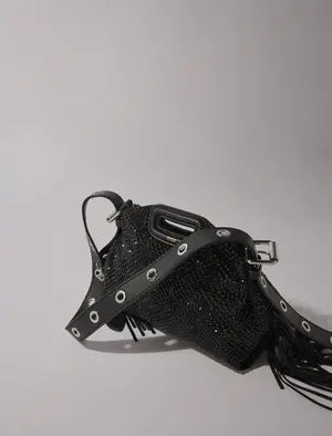 Maje Miss M Mini Rhinestone Bag - Black