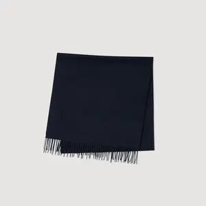 Sandro Wool And Cashmere Scarf Navy Blue