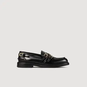 Sandro Buckle Leather Loafers