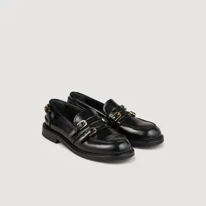 Sandro Buckle Leather Loafers