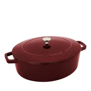 STAUB Cast Iron 6.25 Qt. Wide Oval Dutch Oven - Burgundy
