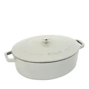 STAUB Cast Iron 6.25 Qt. Wide Oval Dutch Oven Cream