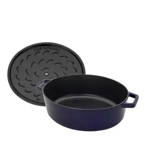 STAUB Cast Iron 6.25 Qt. Wide Oval Dutch Oven - Navy