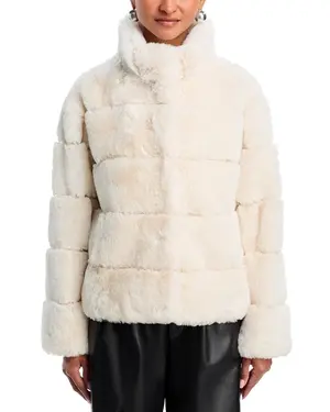 Aqua Eva Faux Fur Jacket - Ivory