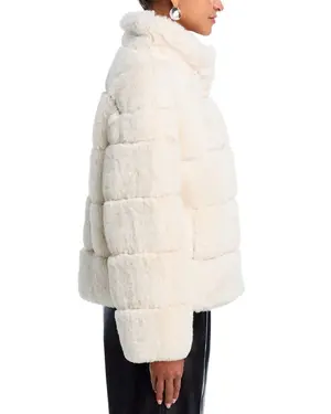 Aqua Eva Faux Fur Jacket - Ivory