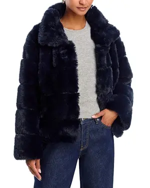 Aqua Faux Fur Outerwear For Women