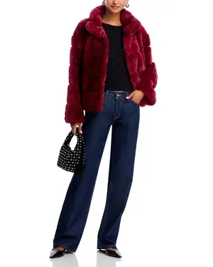 Aqua Faux Fur Jacket - Wine Tasting
