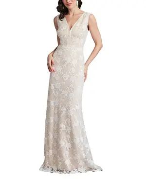 Ivory Plunge Neck Gowns