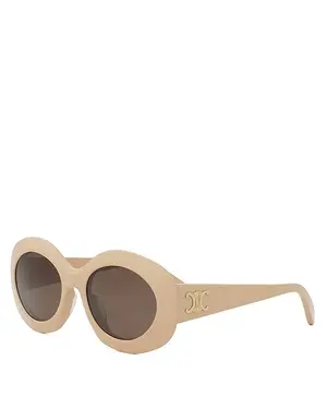 Celine Celine Triomphe Round Sunglasses Beige/brown