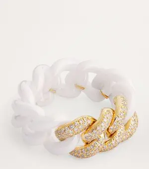 Shay Yellow Diamond And Ceramic Essential Link Ring