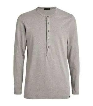 TOM FORD Cotton-blend Lounge Henley Top - Grey