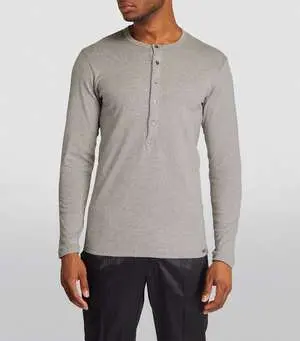 TOM FORD Cotton-blend Lounge Henley Top - Grey