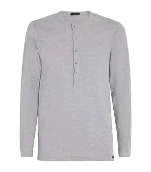 TOM FORD Cotton-blend Lounge Henley Top - Grey