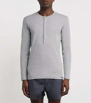 TOM FORD Cotton-blend Lounge Henley Top - Grey