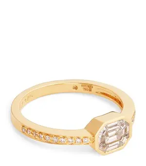 Shay Diamond And Yellow Illusion Ring - Gold