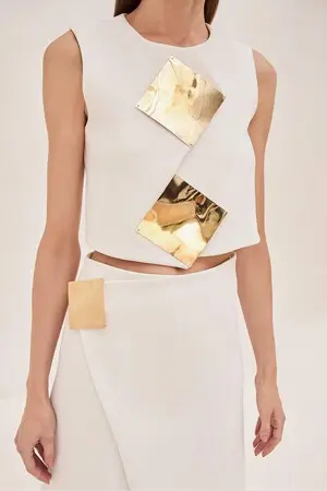 Alexis Athens Embellished Sleeveless Top - Neutral