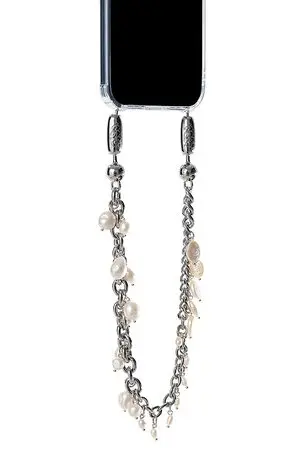 OSSA Rhodium Mixed Metal Mini Wristlet - Pearl