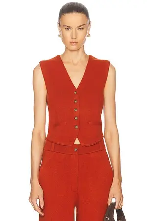 Guest In Residence Tailored Cashmere Vest - Chai