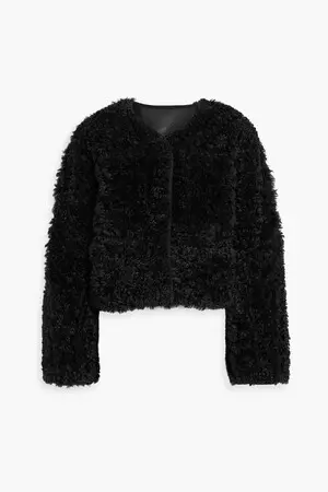 STAND STUDIO Charmaine Reversible Teddy Fleece Jacket - Black