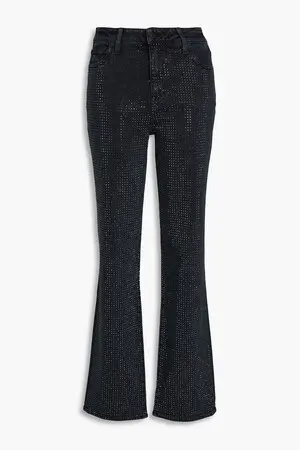 Simkhai SIMKHAI Crystal-Embellished Straight-Leg Jeans - Black