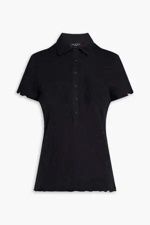 Rag & Bone Gemma Jacquard-knit Polo Shirt - Black